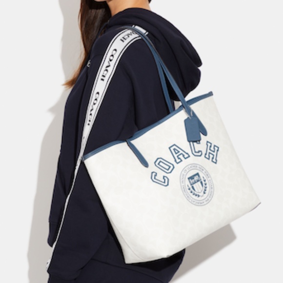Coach | Bags | New Coach City Tote In Signature Canvas With Varsity ...